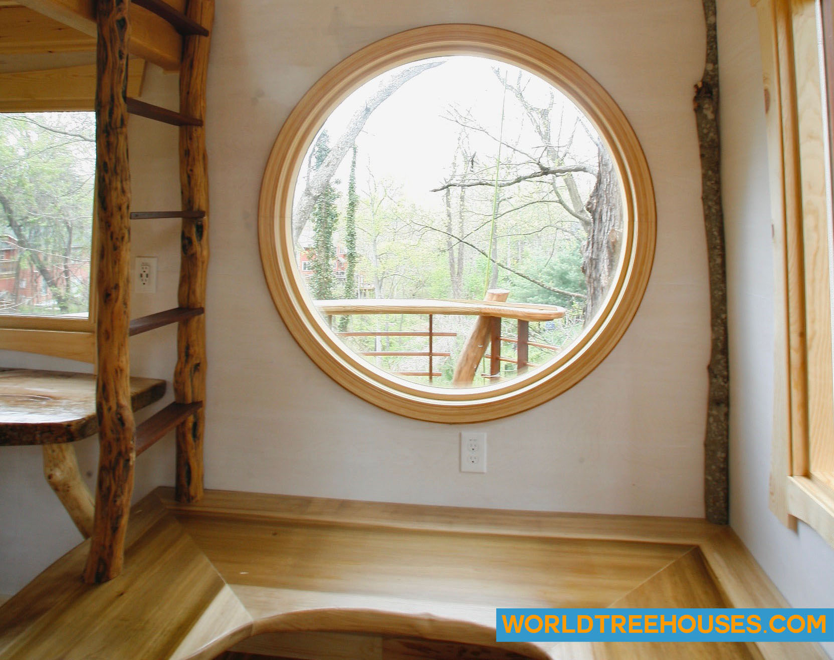 WNC tree house builders: Circular interior windows - World Treehouses ...